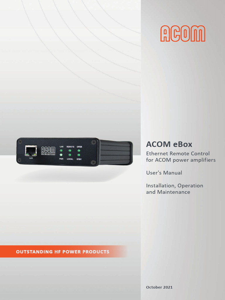 ACOM Ebox User Manual GB 10 - 2021 | PDF | Computer Network | Electrical Connector
