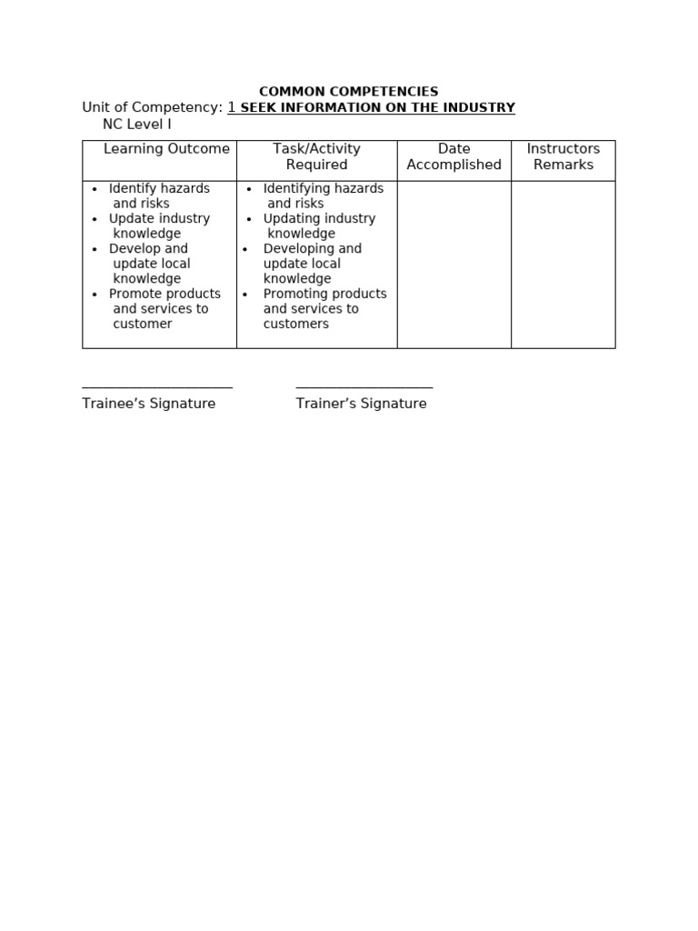 Common Competencies | PDF
