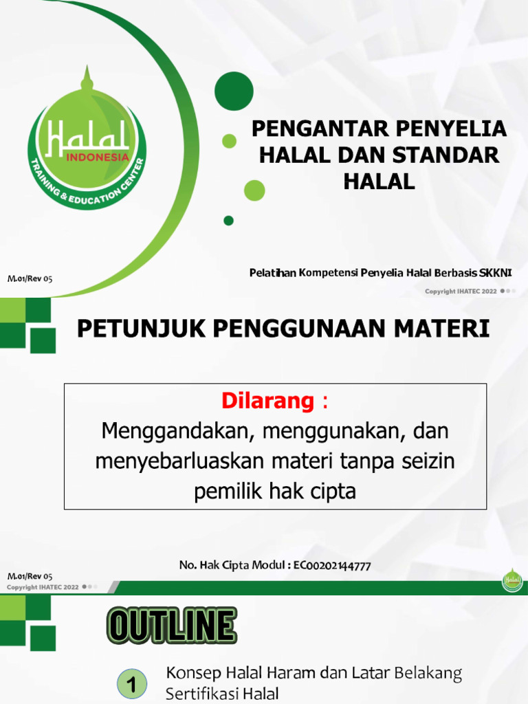 M.01 Pengantar Penyelia Halal - Standar Halal Rev05 - 2022 | PDF
