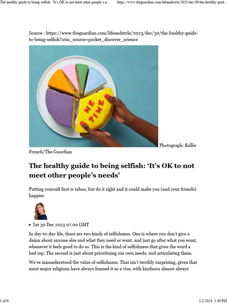 The Healthy Guide To Being Selfish It's OK To Not Meet Other People's Needs' Life and Style The ...