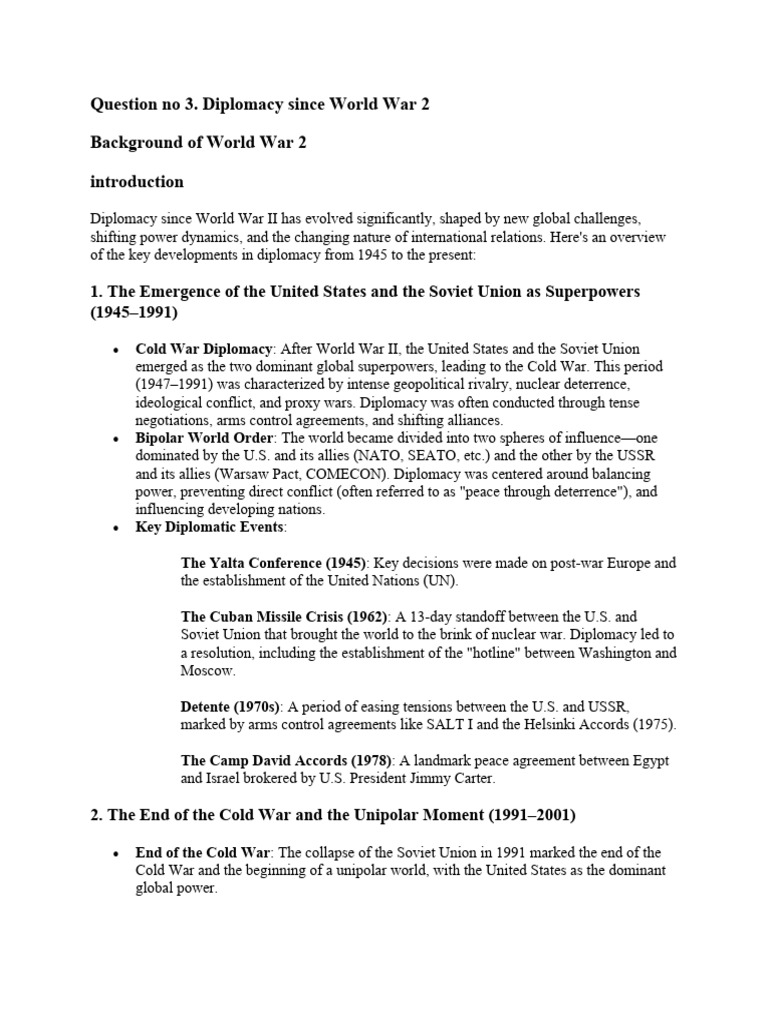 Evolution of Diplomacy Post-WWII | PDF | Cold War | Soviet Union