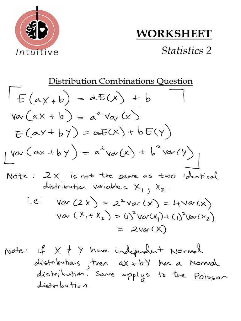 Distribution Combinations Question - WORKSHEET | PDF