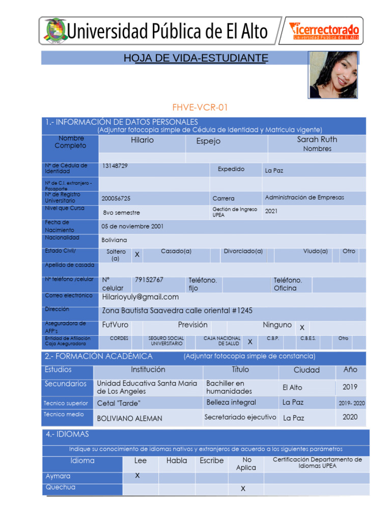 HOJA DE VIDA CARLA AM - PDF - 20241031 - 123011 - 0000 | PDF | Bolivia | Economias