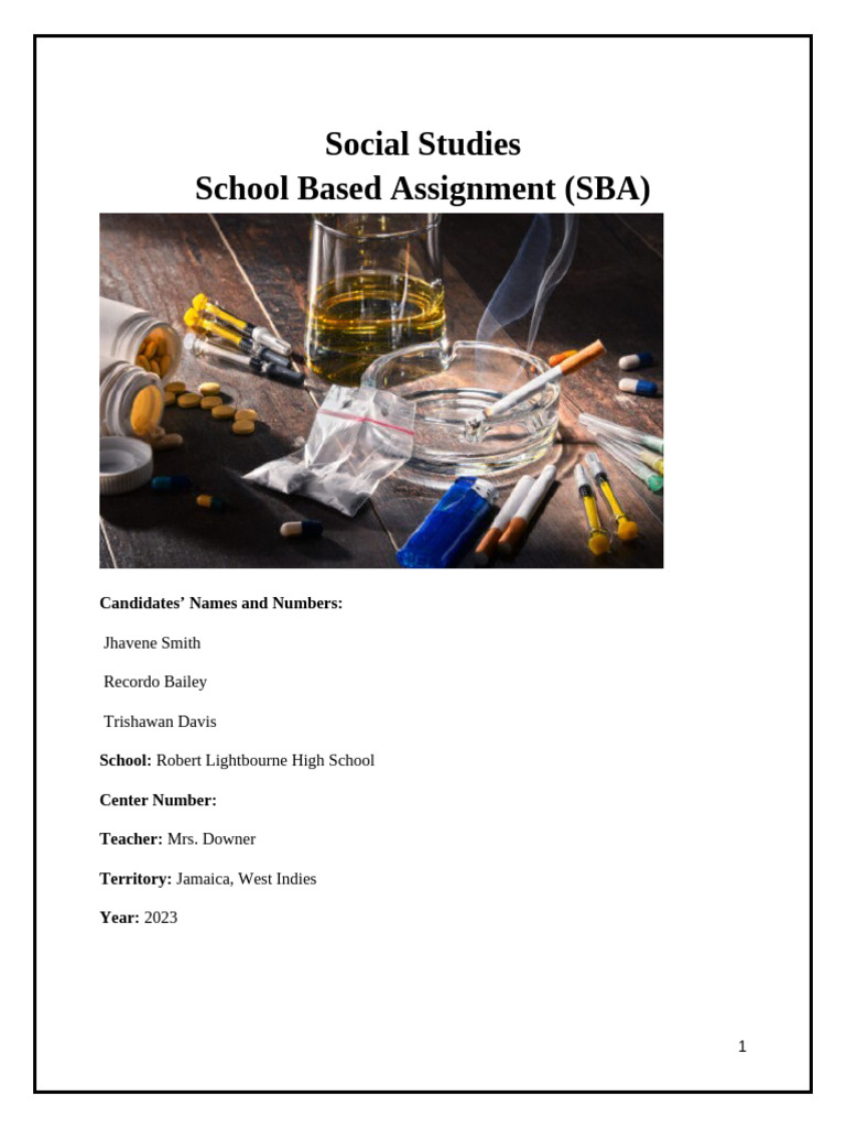 Social Studies SBA | PDF | Substance Abuse | Psychology