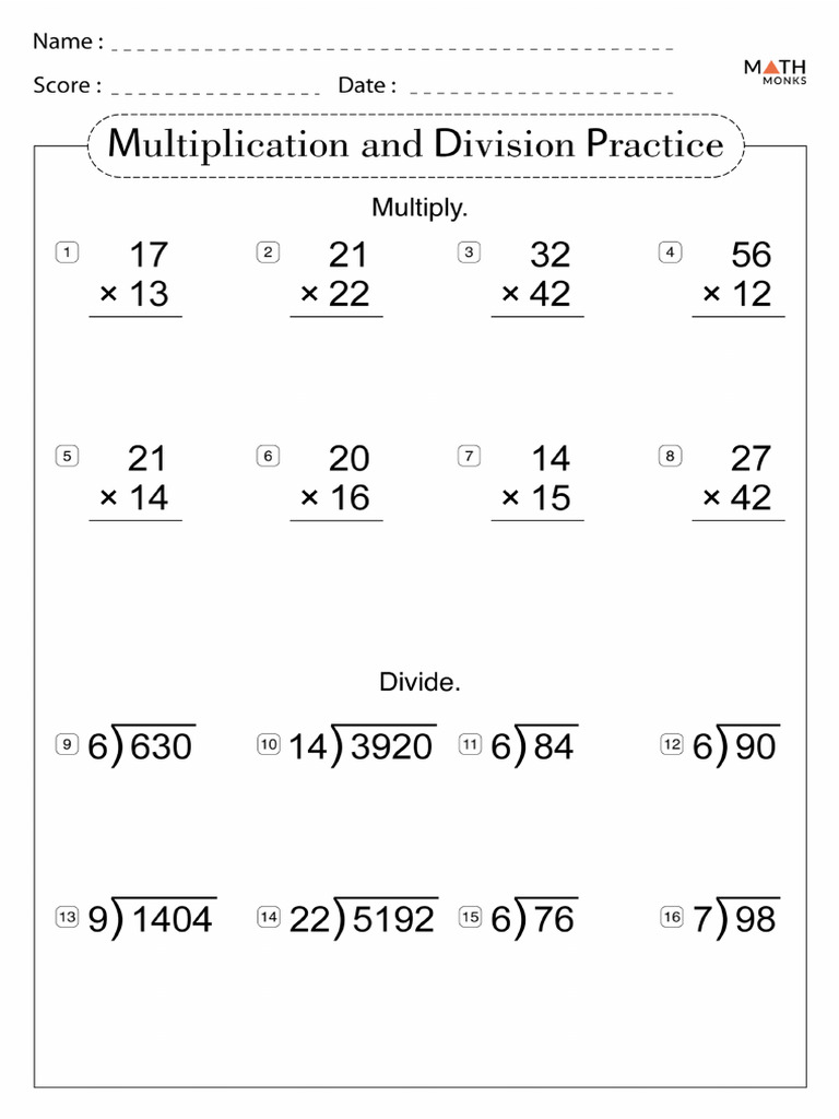 Multiplication Division Worksheets | PDF