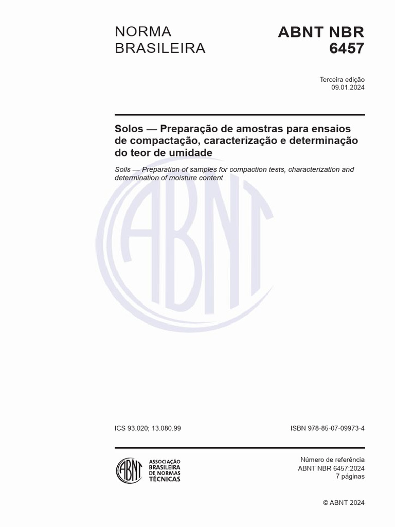 Abnt NBR 6457 2024 | PDF | Umidade | Amostragem (Estatística)
