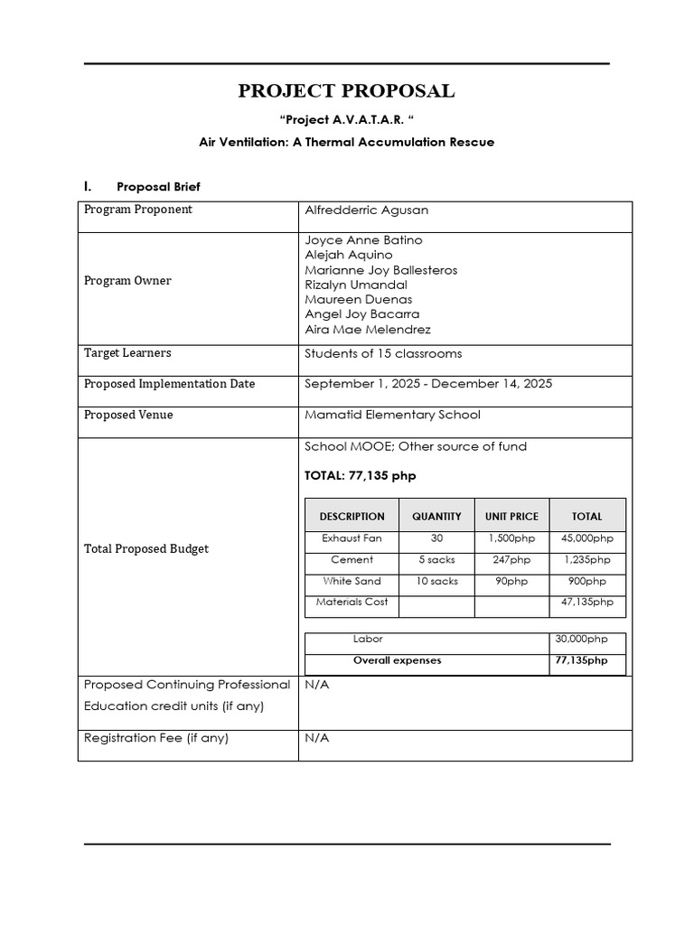 Project Avatar | PDF | Ventilation (Architecture) | Evaluation