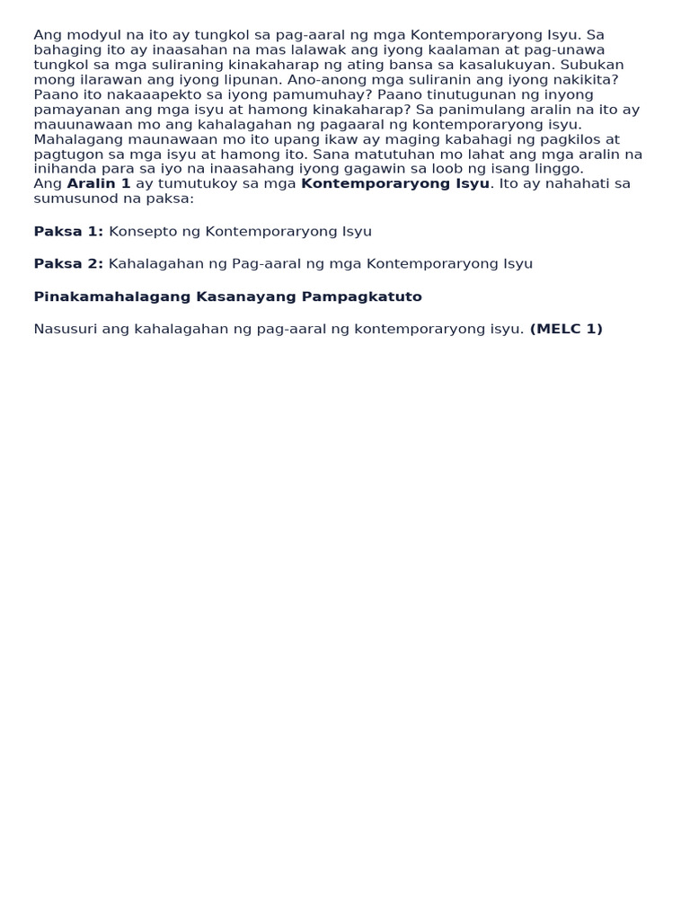 Araling Panlipunan 10 Module 1 | PDF