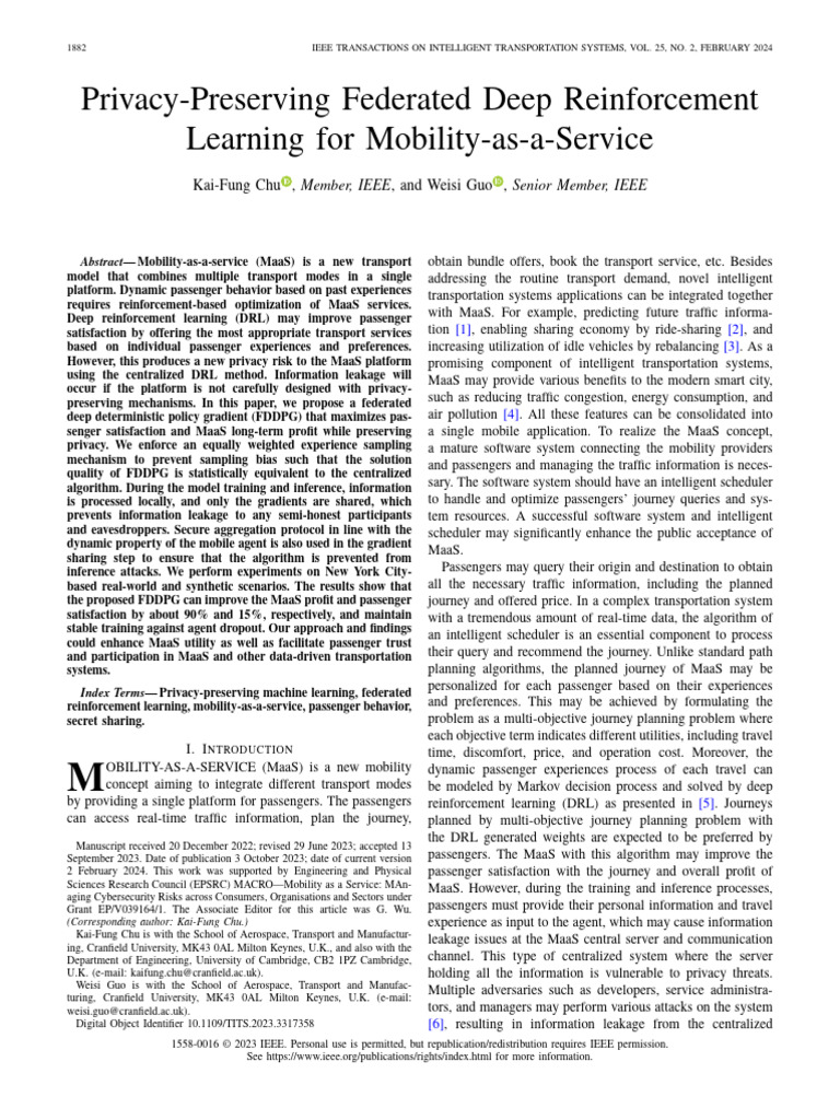 Privacy-Preserving Federated Deep Reinforcement Learning For Mobility ... Privacy-Preserving Federated Deep Reinforcement Learning For Mobility ...