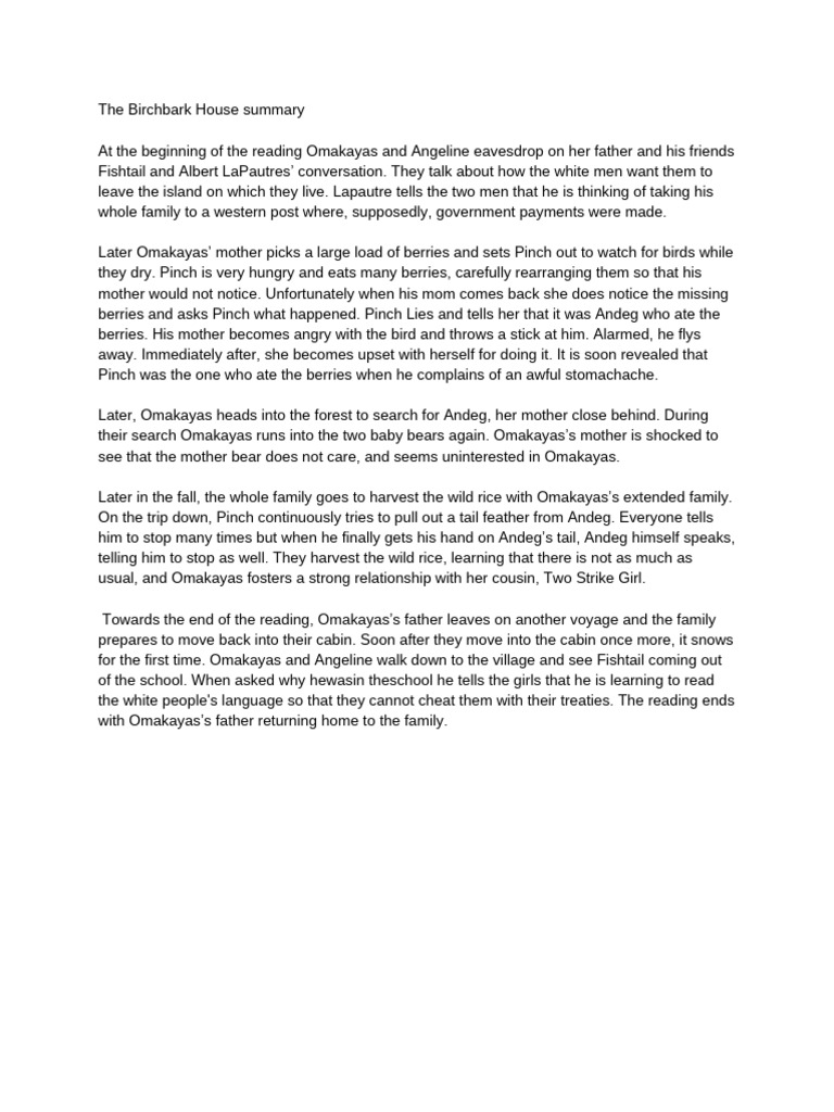 Birchbark House Summery | PDF | Poetry