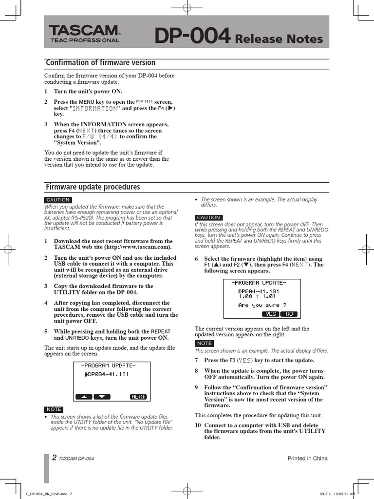 TASCAM DP-004 Firmware Update Guide | PDF | Computer File | Computer ...