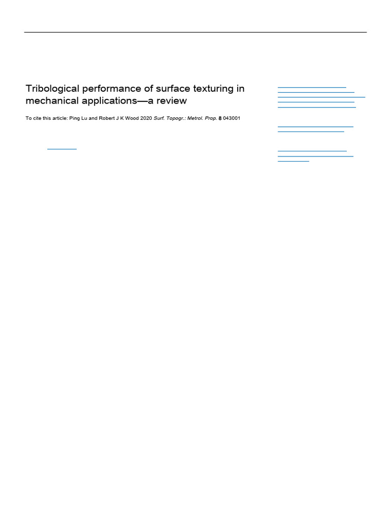 Tribological Performance of Surface Texturing in | PDF | Wear | Piston