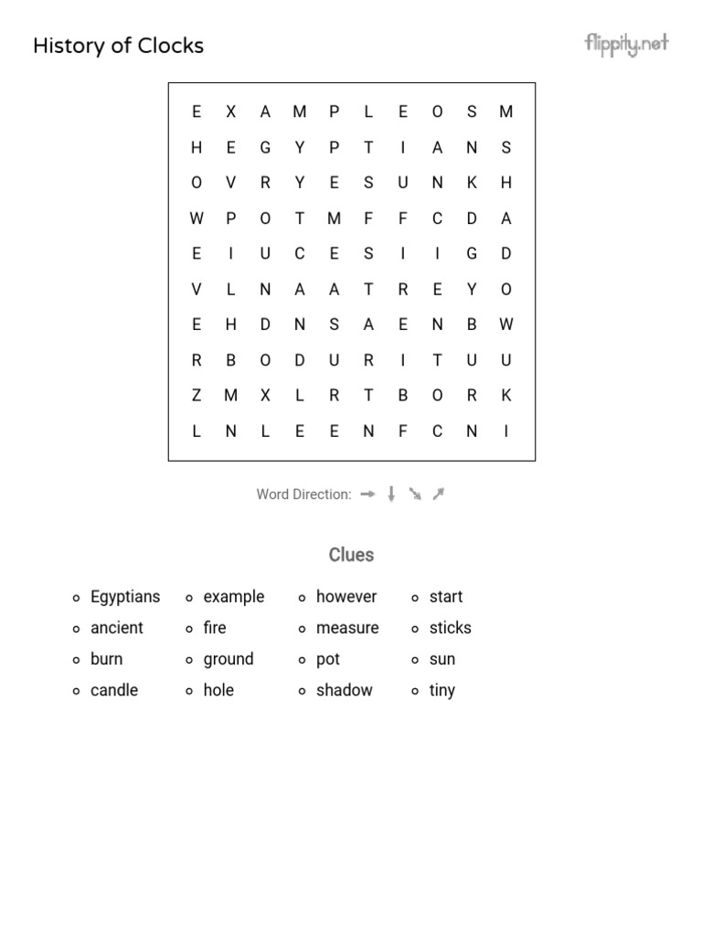 Japan Middle School Grade 2: History of Clocks Word Search 1-4 C | PDF