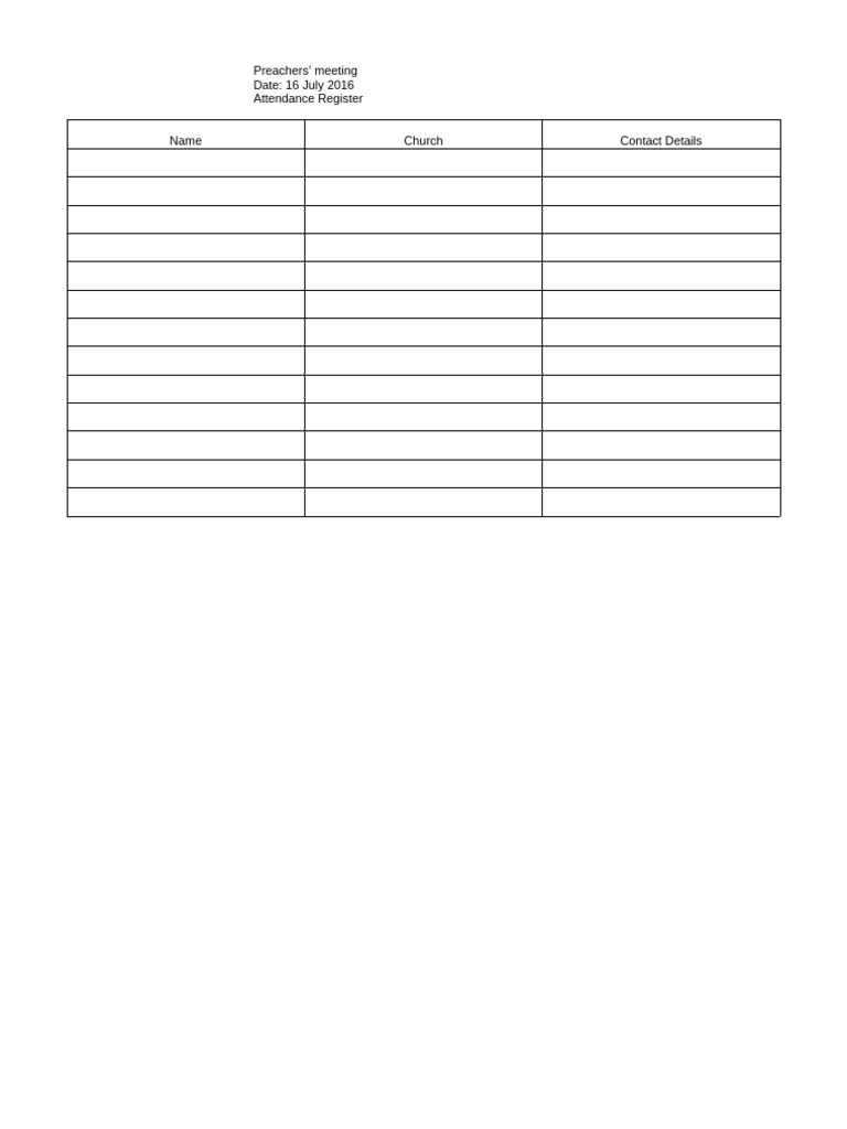 Attendance Register | PDF