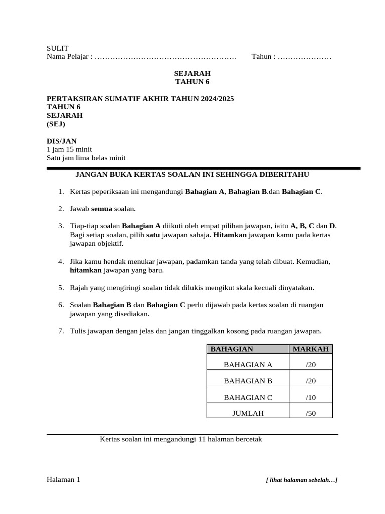 Muka Depan Exam | PDF