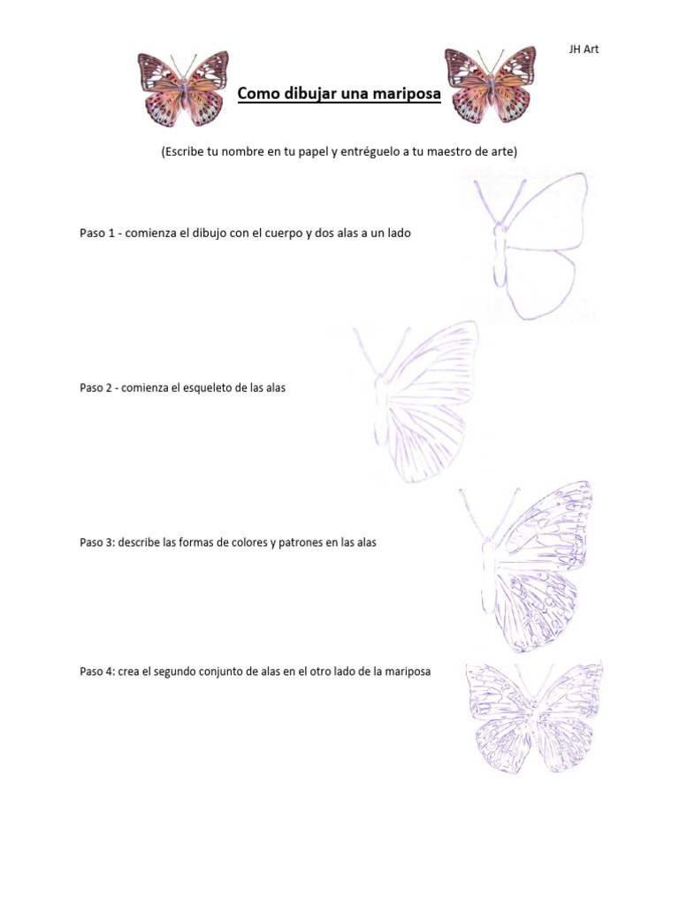Day 2 How To Draw A Butterfly-Spanish | PDF