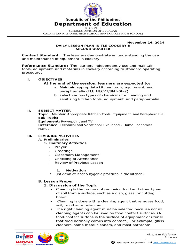 DLP TLE Day M2 DAY 1 | PDF | Iodine | Chlorine