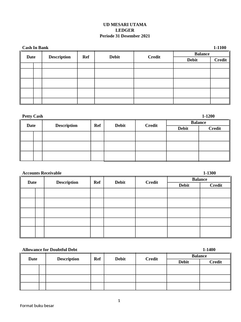 Format Buku Besar | PDF | Debits And Credits | Expense