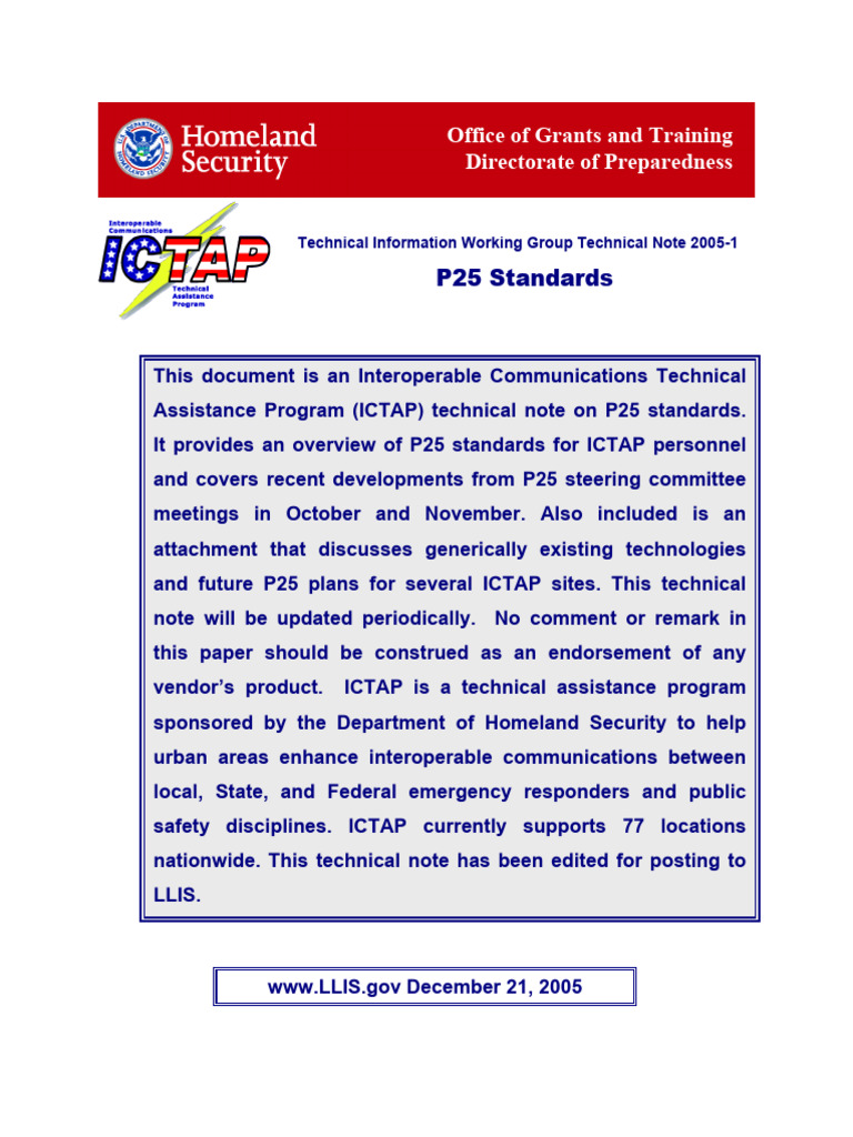 Overview of P25 Standards for ICTAP | PDF | Computer Network | Service ...