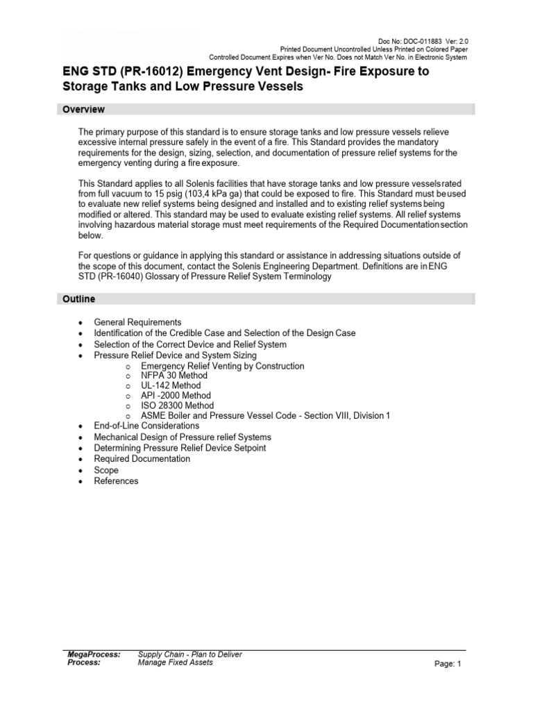 ENG STD (PR-16012) Fire Exposure To Storage Tanks | PDF | Pressure ...