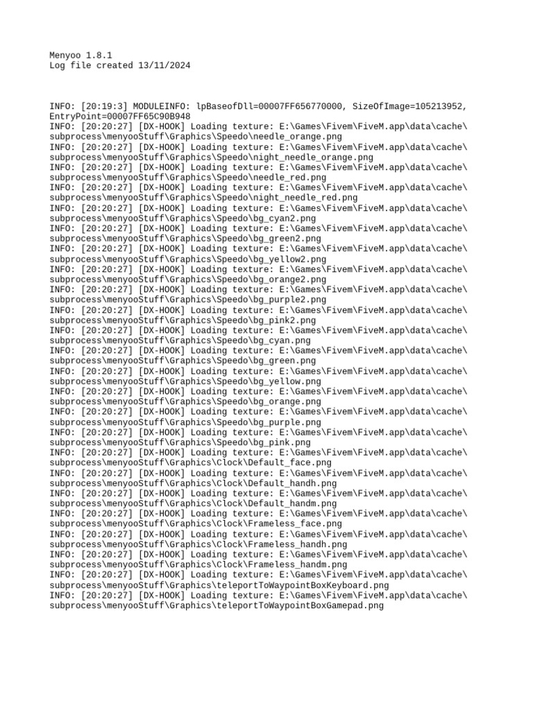 Menyoo Log | PDF | Cache (Computing) | Information Technology