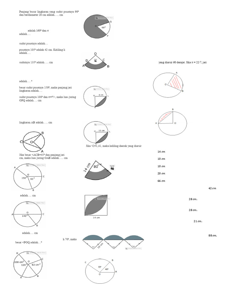 Soal Lingkaran Busur Juring Tembereng | PDF