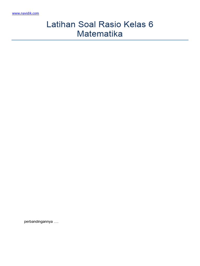 Contoh Soal Rasio Kelas 6 | PDF | Metode & Bahan Ajar | Olahraga & Rekreasi