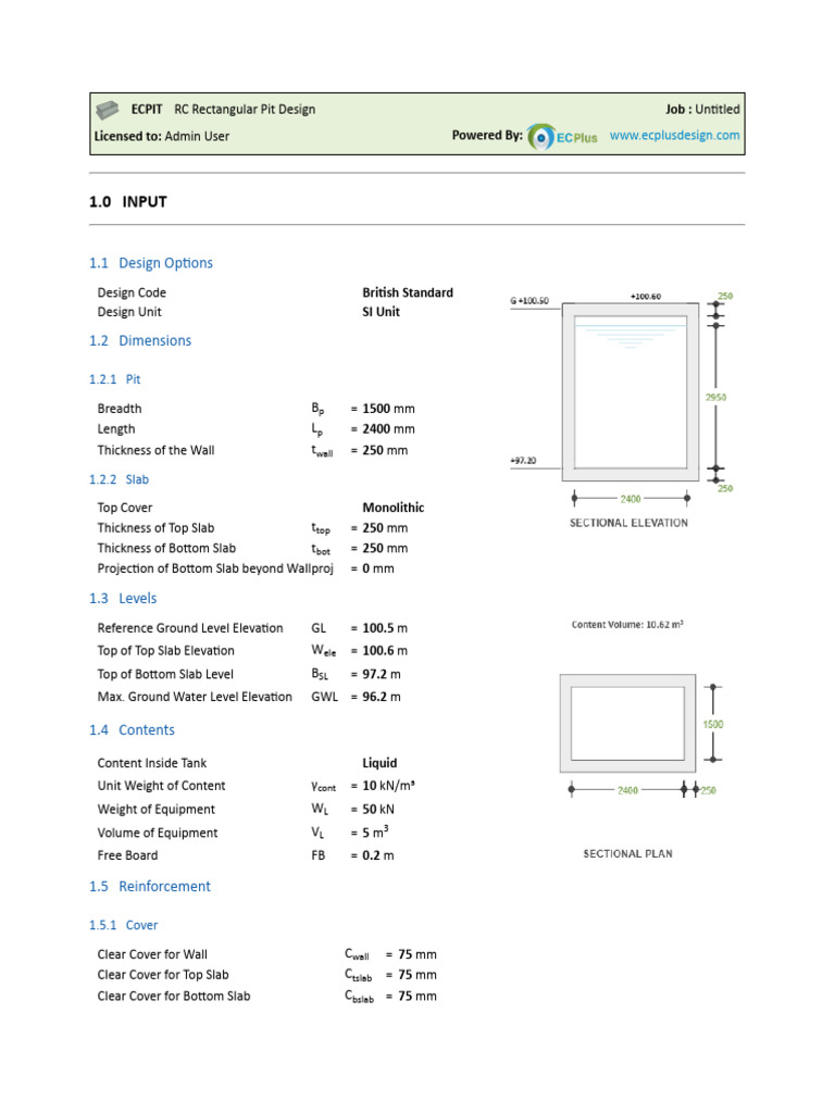 RC Pit Design Con | PDF | Shear Stress | Concrete