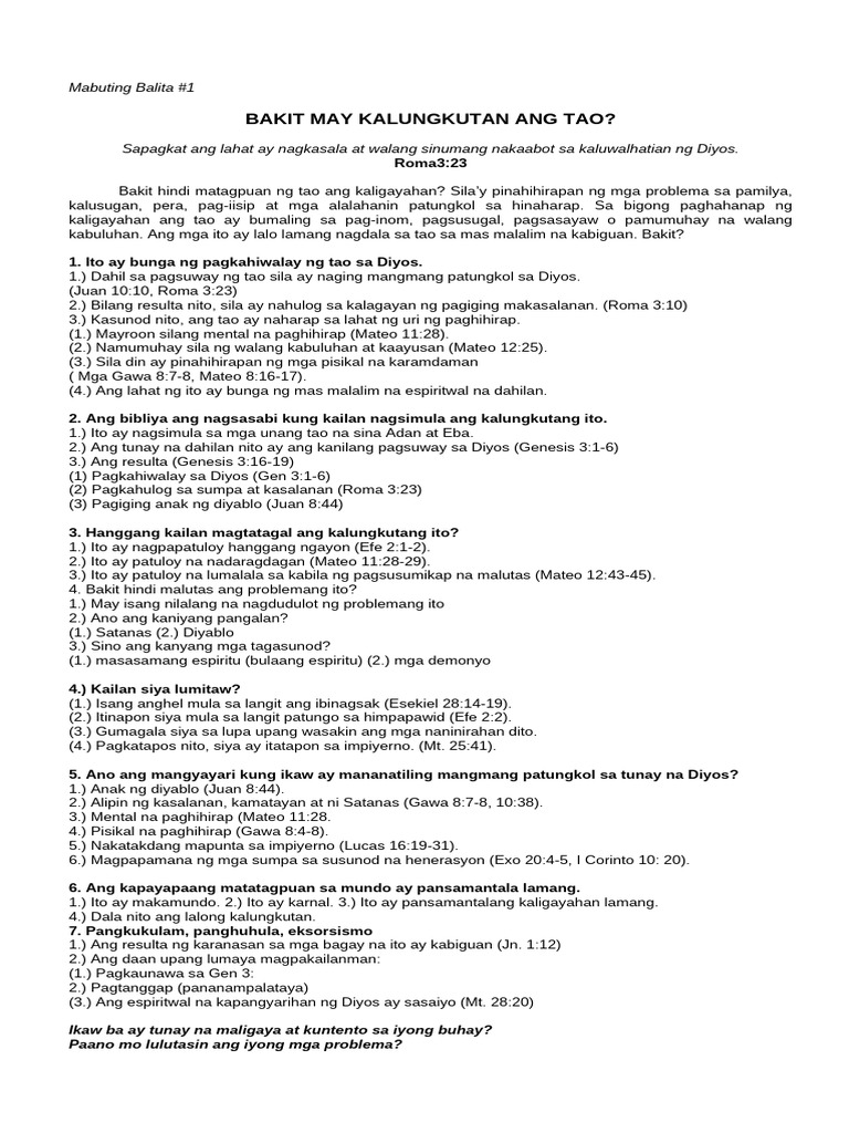 Mabuting Balita 1 10 | PDF