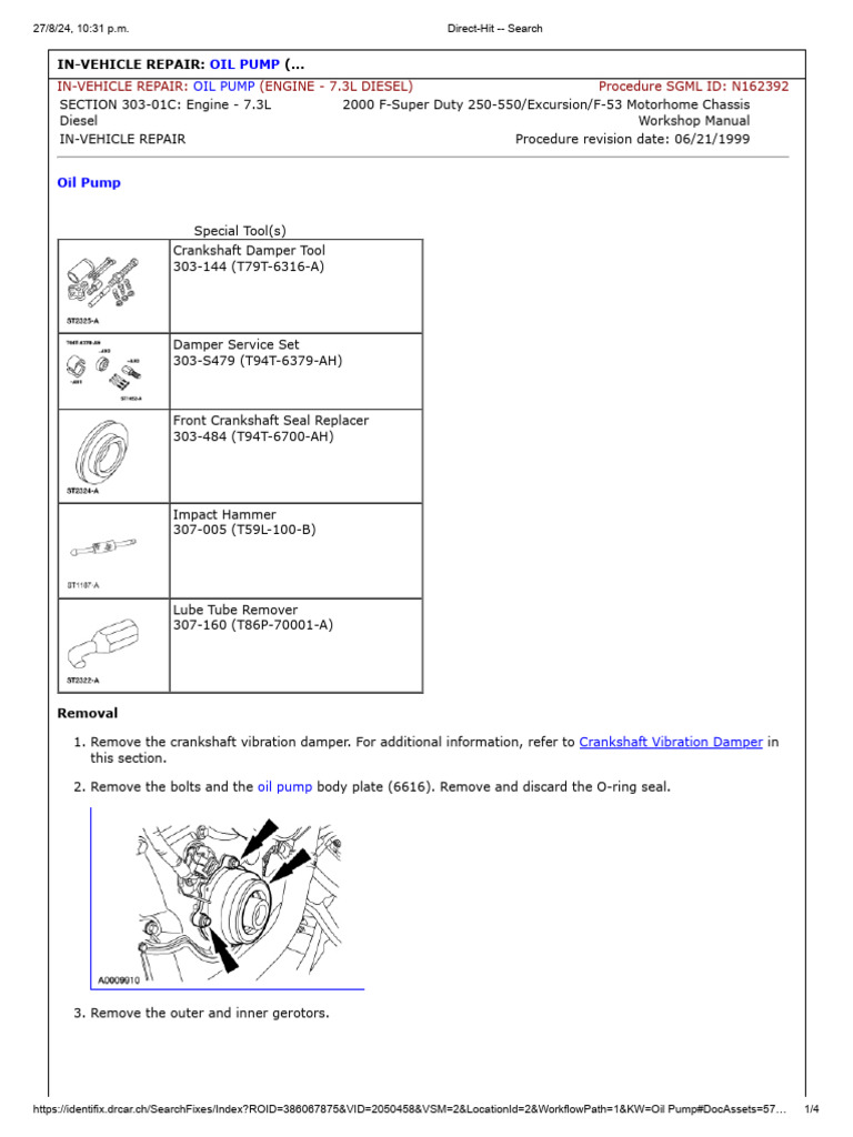 Oil Pump f450 2000 Powerstroke 7.3 | PDF | Motor Oil | Pump