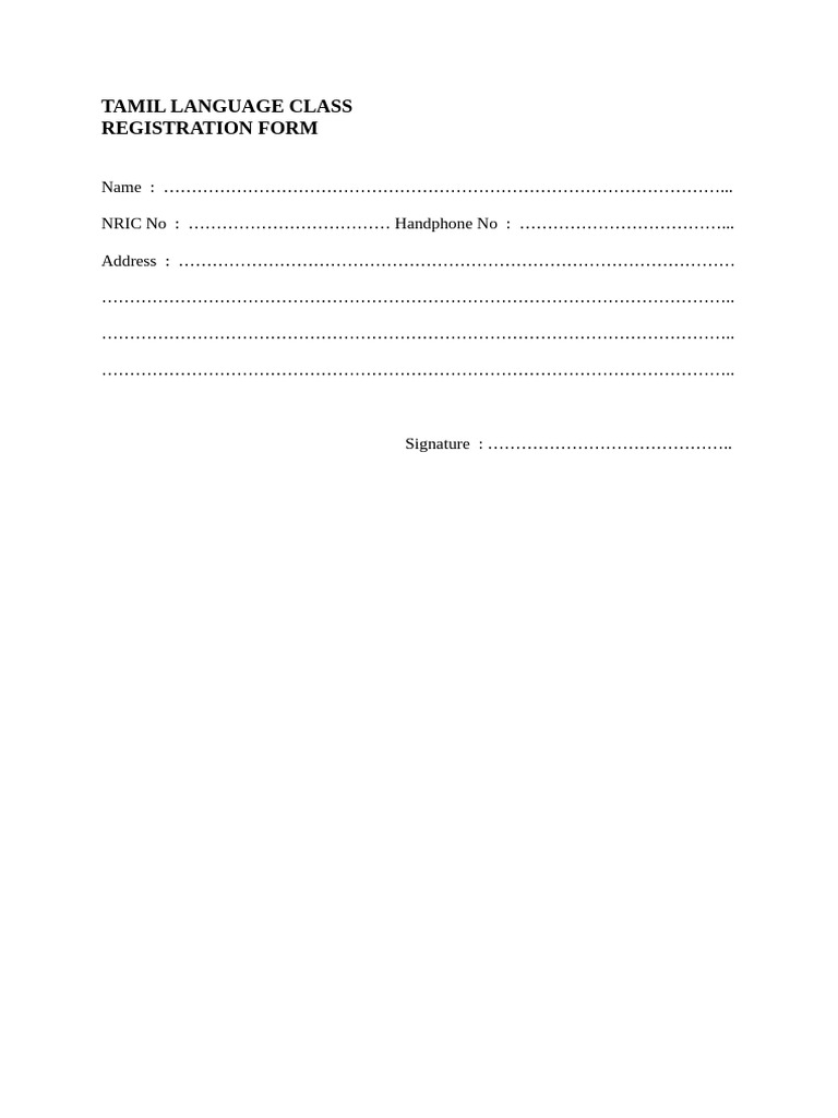 Tamil Language Class | PDF