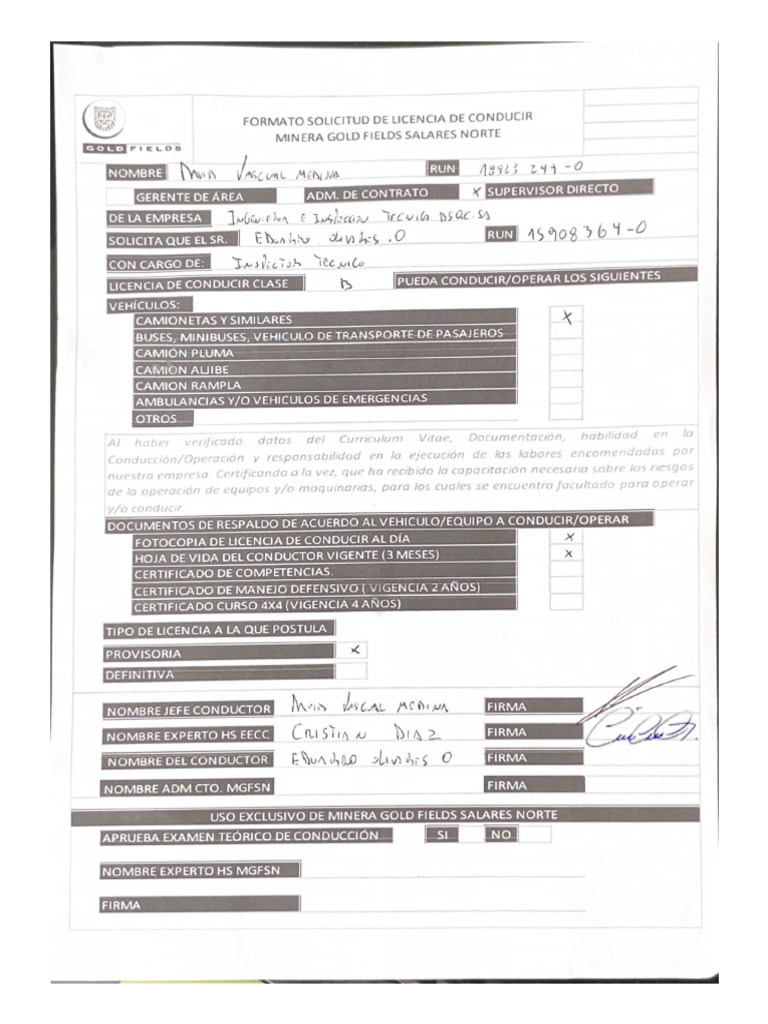 Formato Solicitud de Licencia de Conducir 2 | PDF
