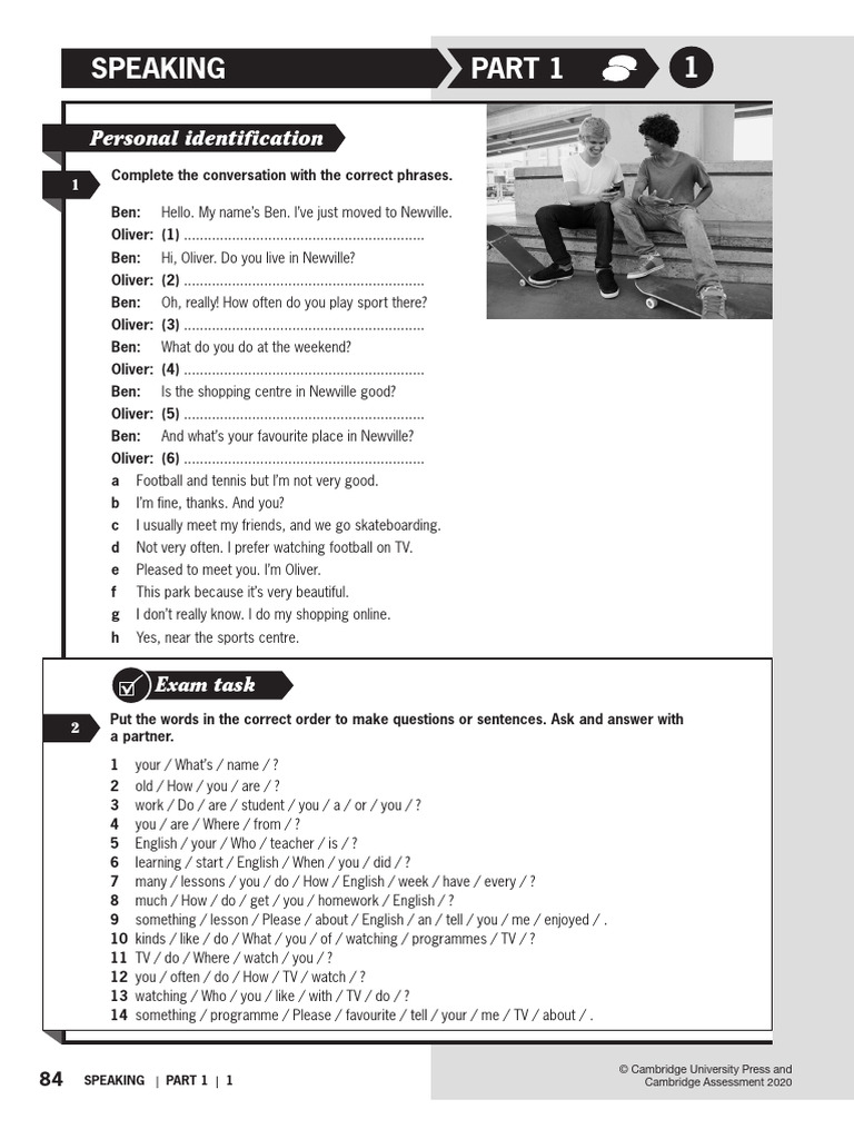 Speaking Part 1 | PDF | English Language