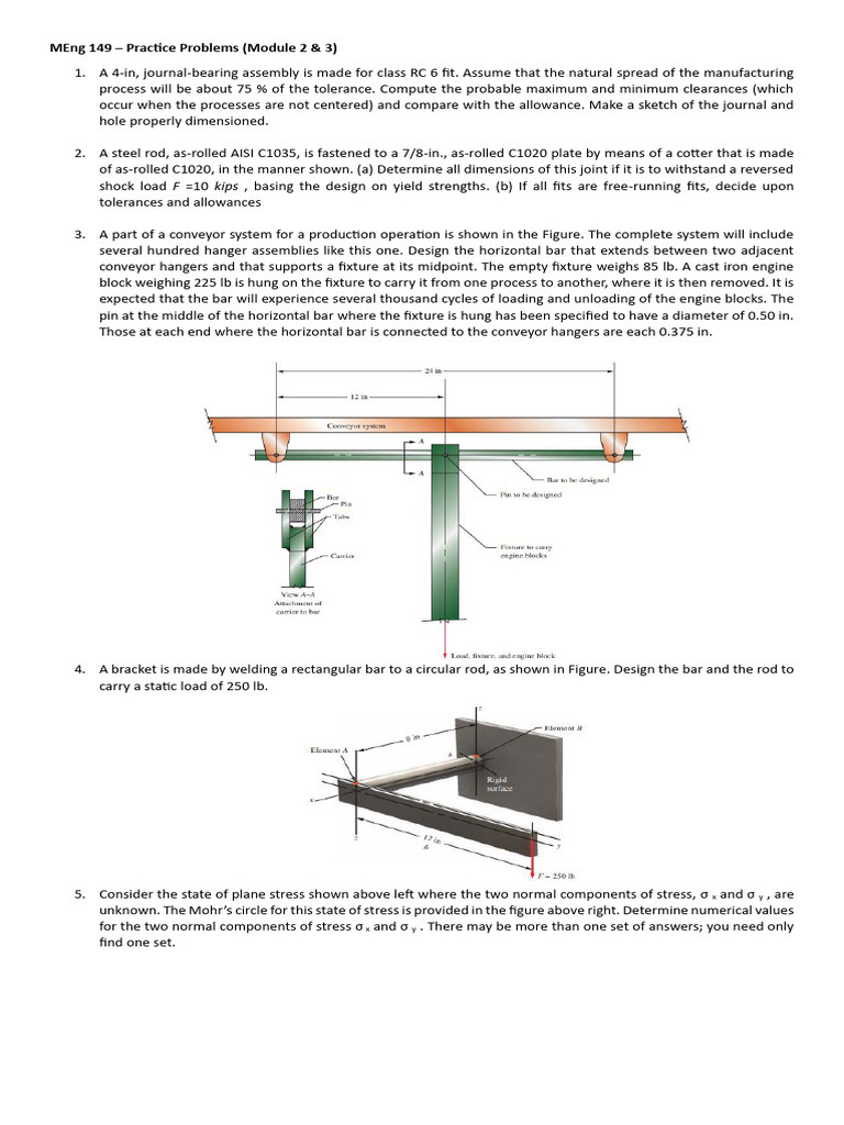 Module-2-3-Practice-Problems (Machine Design 2) | PDF | Stress (Mechanics) | Mechanical Engineering