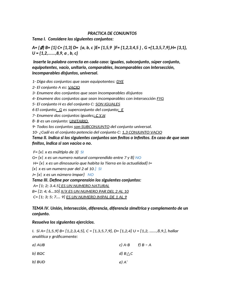 Práctica de Conjuntos: Ejercicios y Definiciones | PDF | Relaciones ...