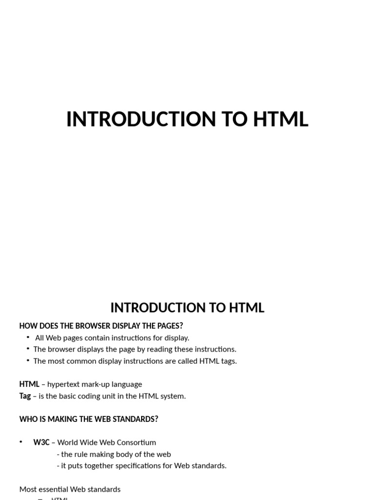 Q2 Lesson 1 Intro To HTML w1 | PDF | Html | Html Element