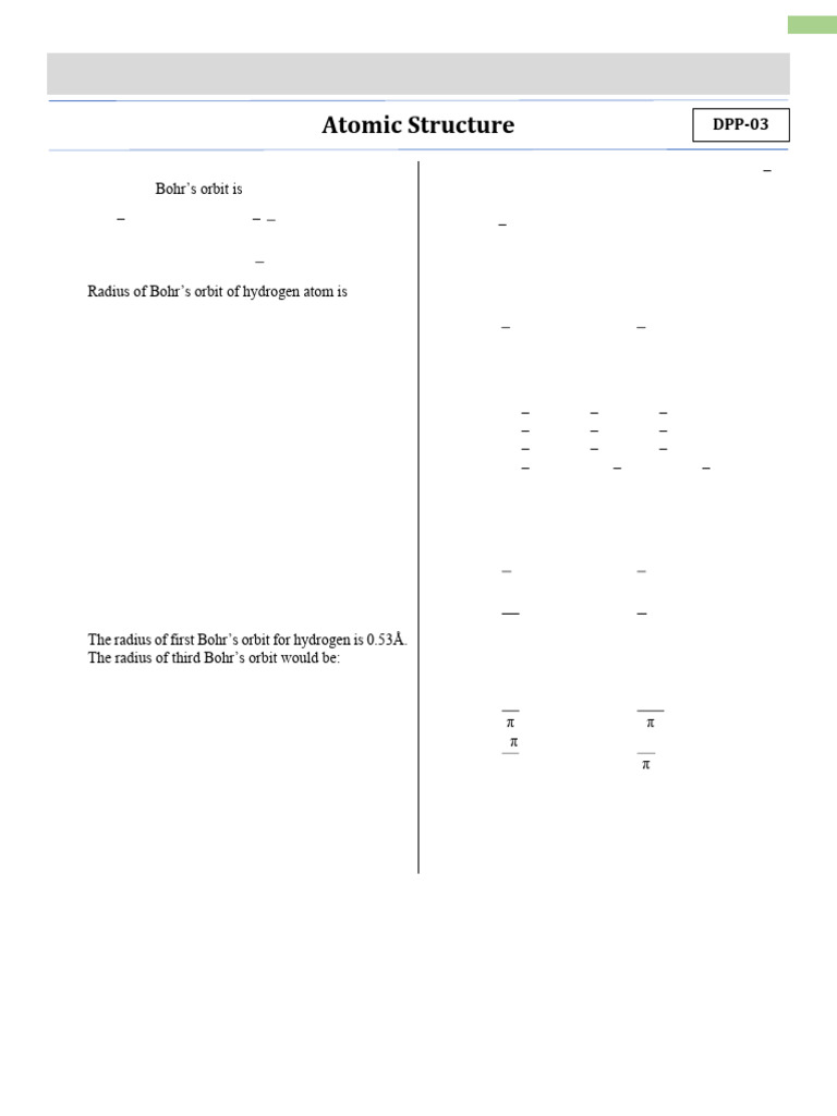 Atomic Structure - DPP-03 | PDF | Atoms | Physics