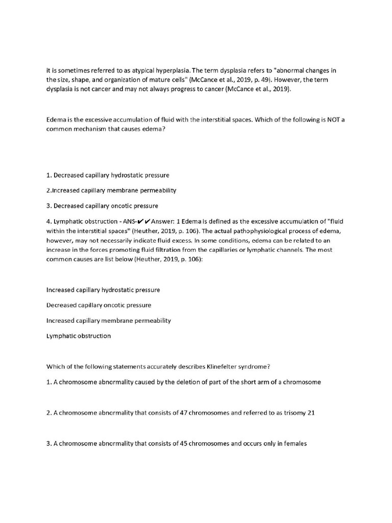 Advanced Patho Exam 1 DB Questions With 100 Correct Answers and Rationales 2024 A+ - Page-0041 | PDF