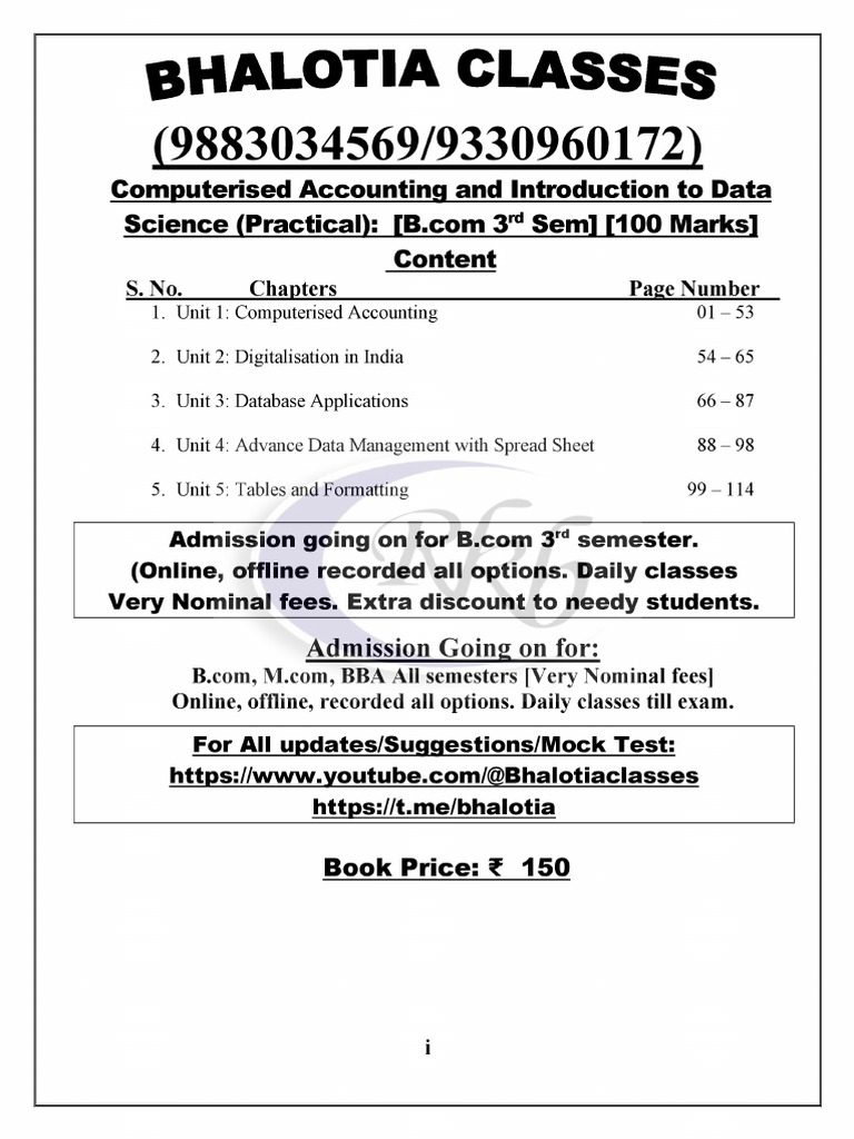 3rd Sem Computerised Accounting (BHALOTIA) | PDF