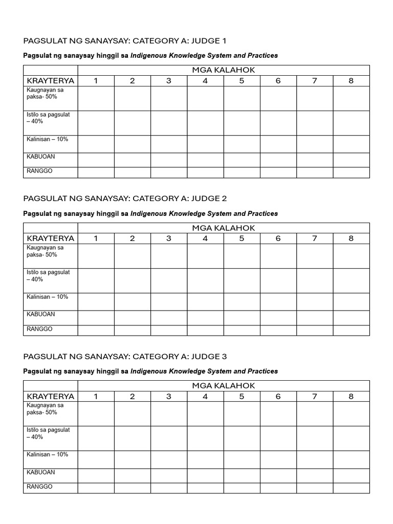 Scoring Sheet | PDF