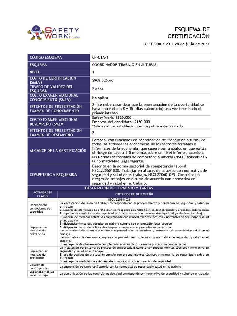 Esquema de Certificacion CP CTA 1 V3 | PDF | Valores | Evaluación