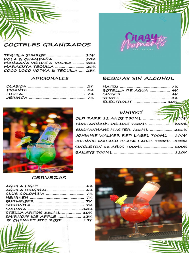 Carta | PDF | Bebidas Mixtas | Destilación