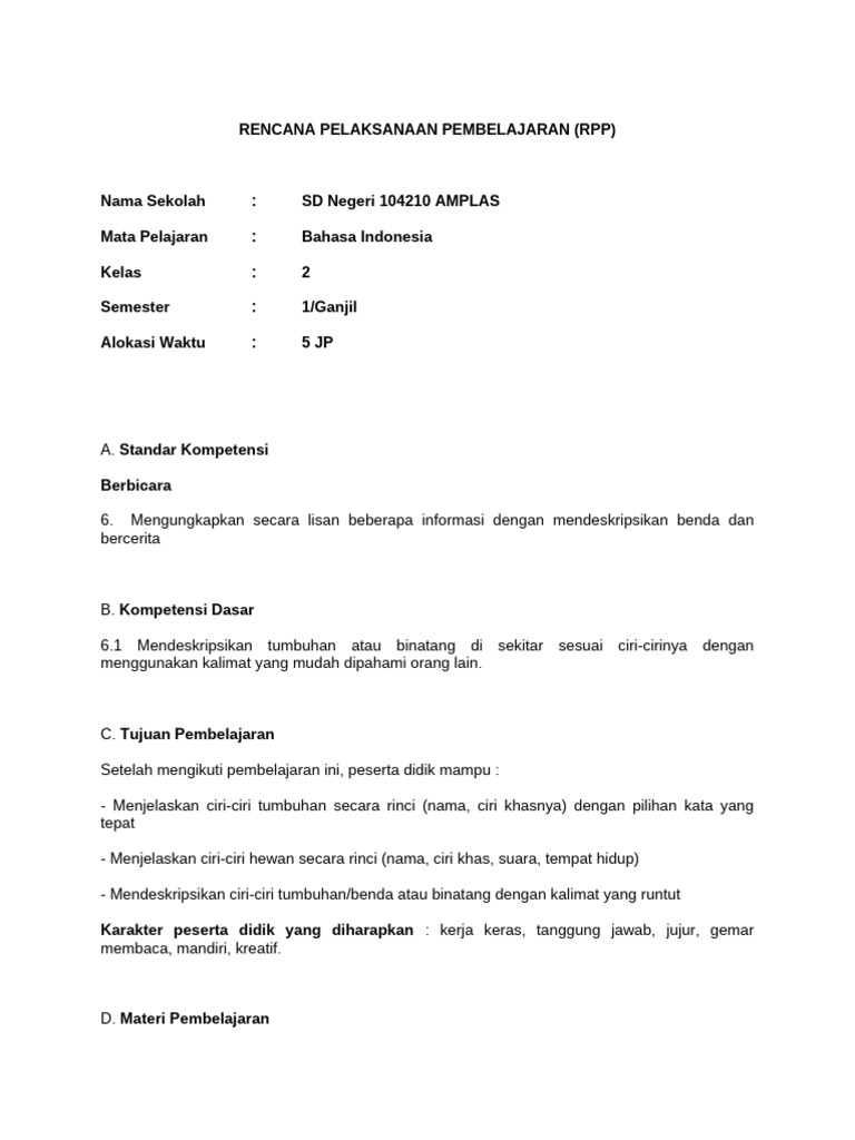 RPP Bahasa Indonesia Kelas 2 November 2024 | PDF | Kajian Bahasa Asing