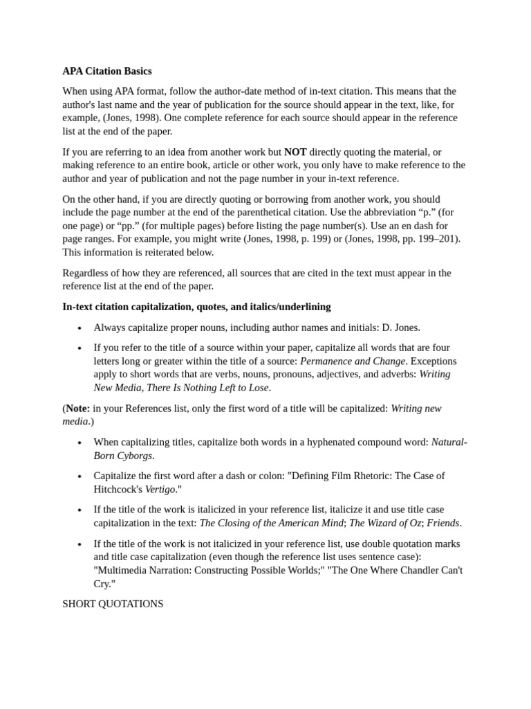 APA Citation basics | PDF | Citation | Apa Style