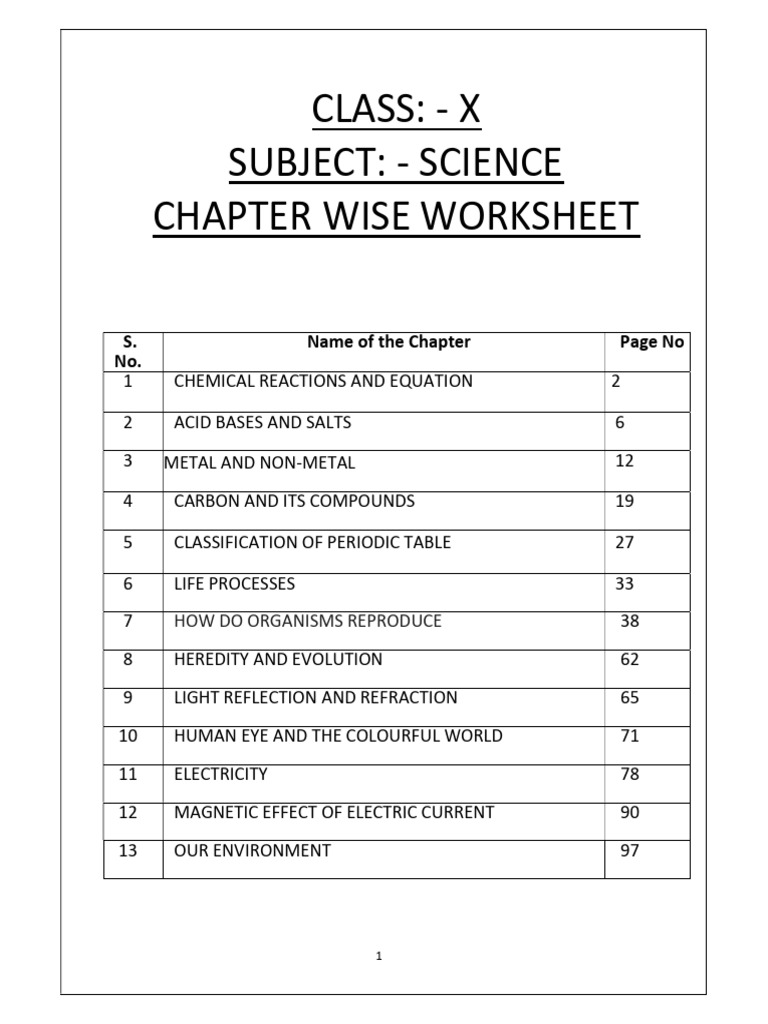 Class X Science Worksheet | PDF | Sodium Carbonate | Sodium Bicarbonate