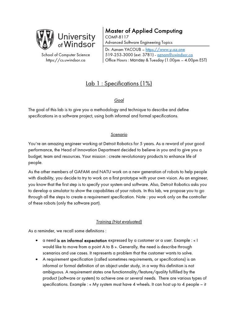 COMP-8117-Lab 1 | PDF | System | Specification (Technical Standard)