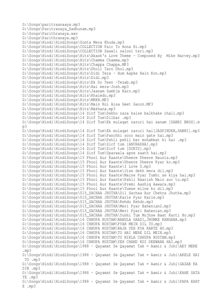 Song List | PDF | Bollywood | Works