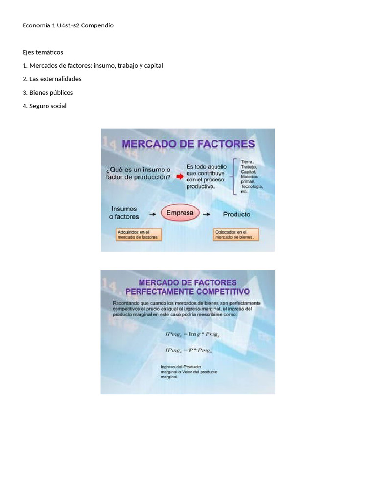 Economia 1 U4s1-S2 Compendio-1 | PDF | Exterioridad | Bienes