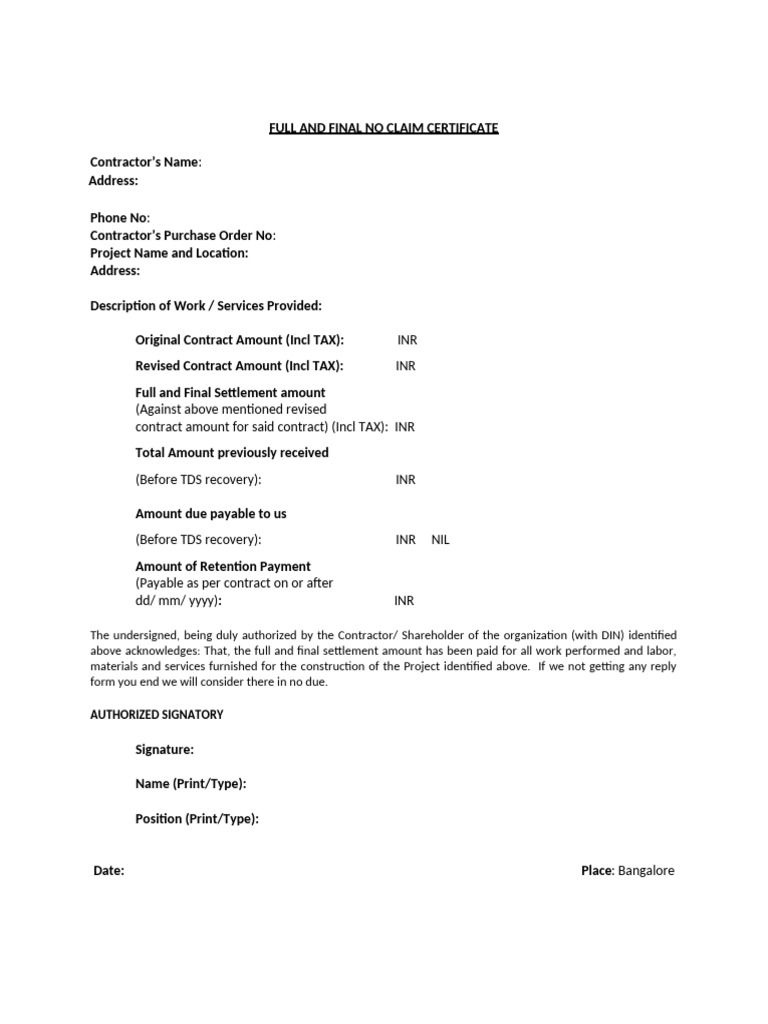 Standard No Claim Certificate-Acorp-14102022 | PDF