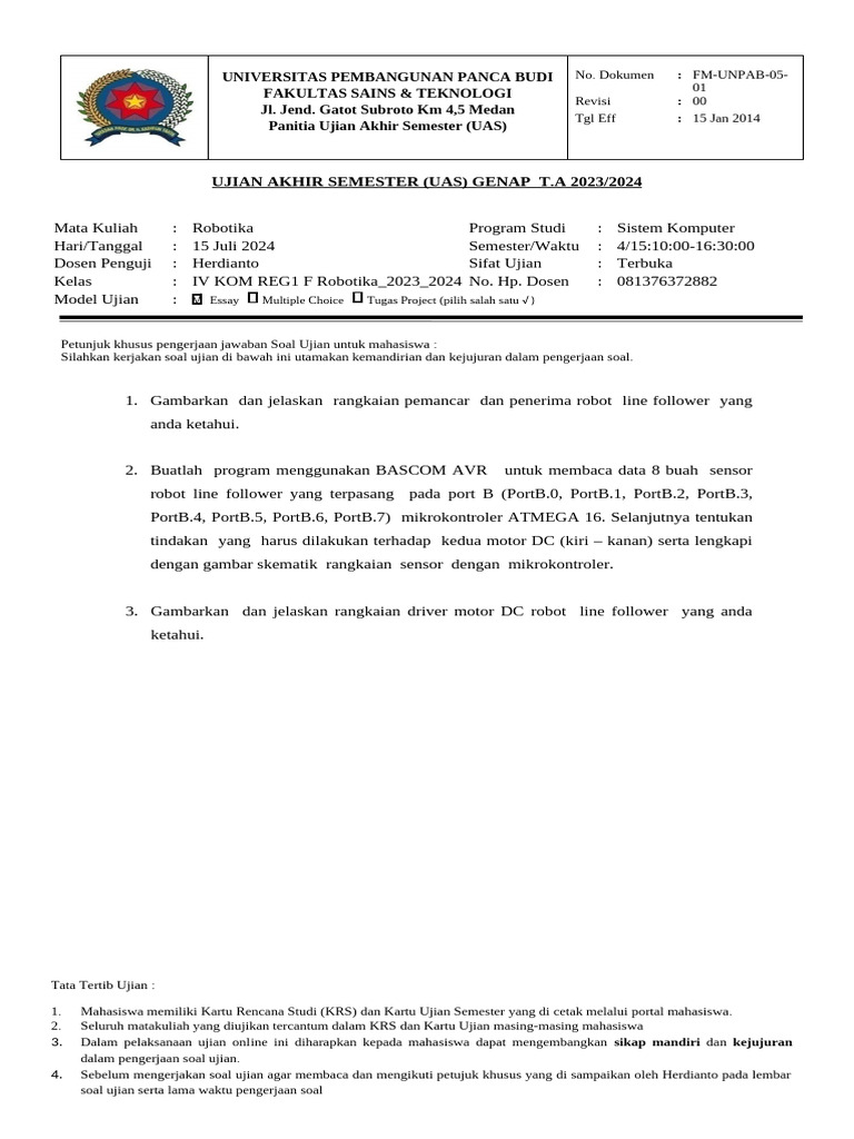 IV - KOM - REG1 - F - Robotika - 2023 - 2024 2 | PDF